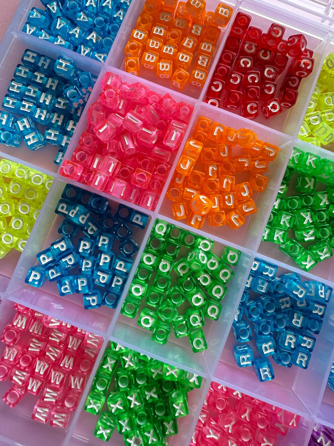 Vertical Colorful Translucent Alphabet Cube Beads, Top Drilled, 6.5x6mm ...