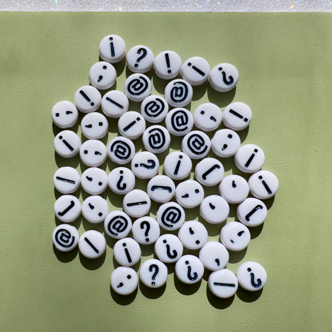 Punctuation Symbol Beads: 7mm White Acrylic DIY Jewelry - 50 Pieces - Etsy