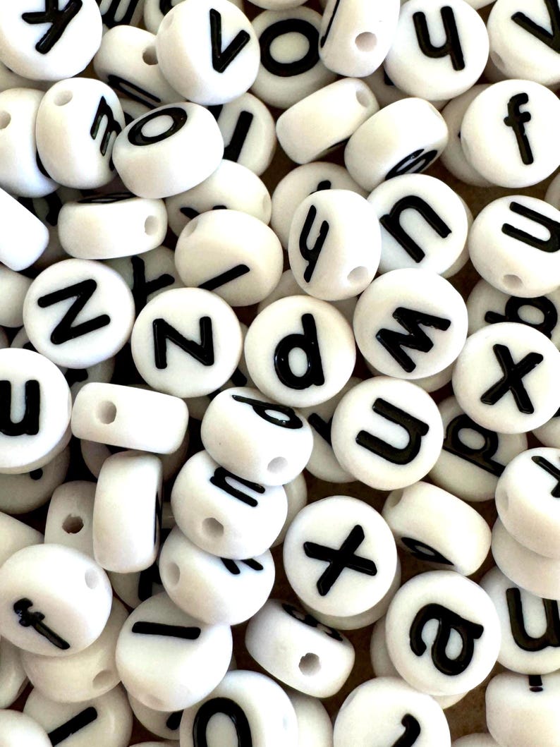 Lowercase White Acrylic Letter Beads, 7x4mm, DIY Jewelry, 5/10 Pcs of ...