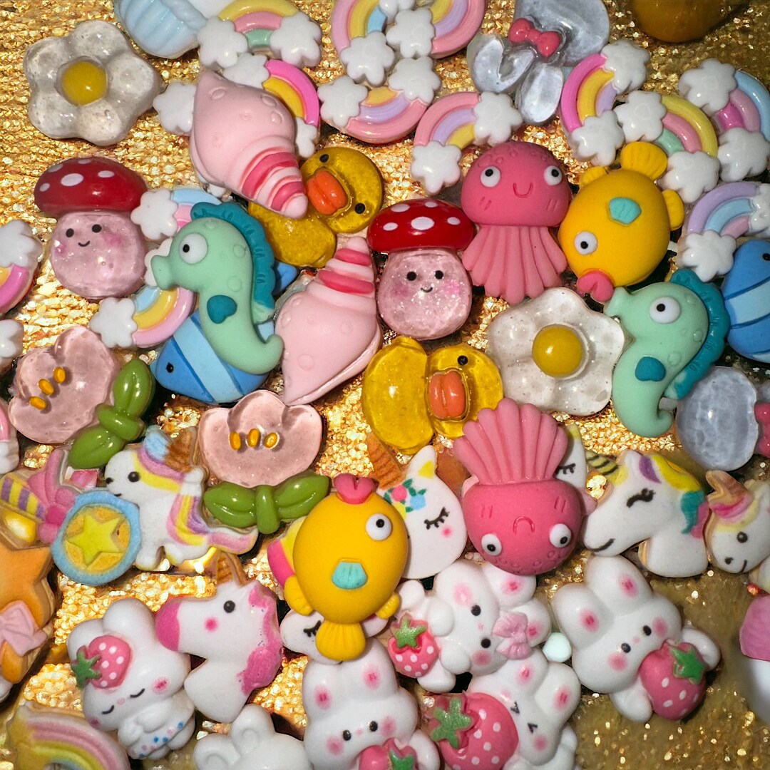 Magical 20-25mm Resin Glitter and Glossy Charms for DIY Joy Flowers ...