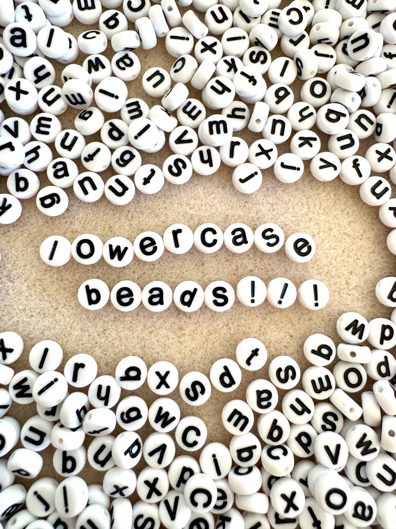 Lowercase White Acrylic Letter Beads, 7x4mm, DIY Jewelry, 5/10 Pcs of ...