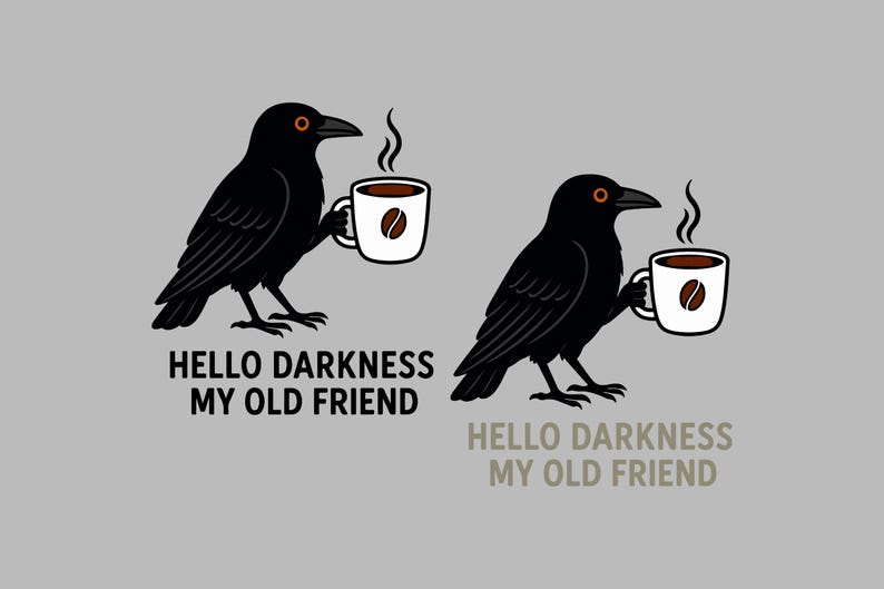 Raven Crow SVG PNG, Funny Crow and Coffee Halloween Png, Retro Crow Svg ...