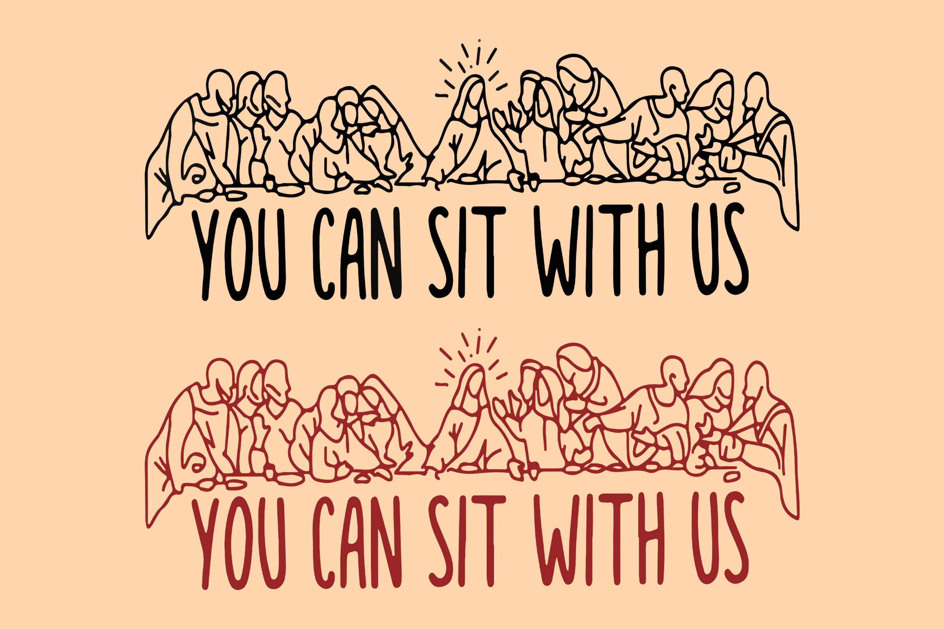 You Can Sit With Us SVG PNG Files, Christian Mom Svg, Jesus Line Art ...