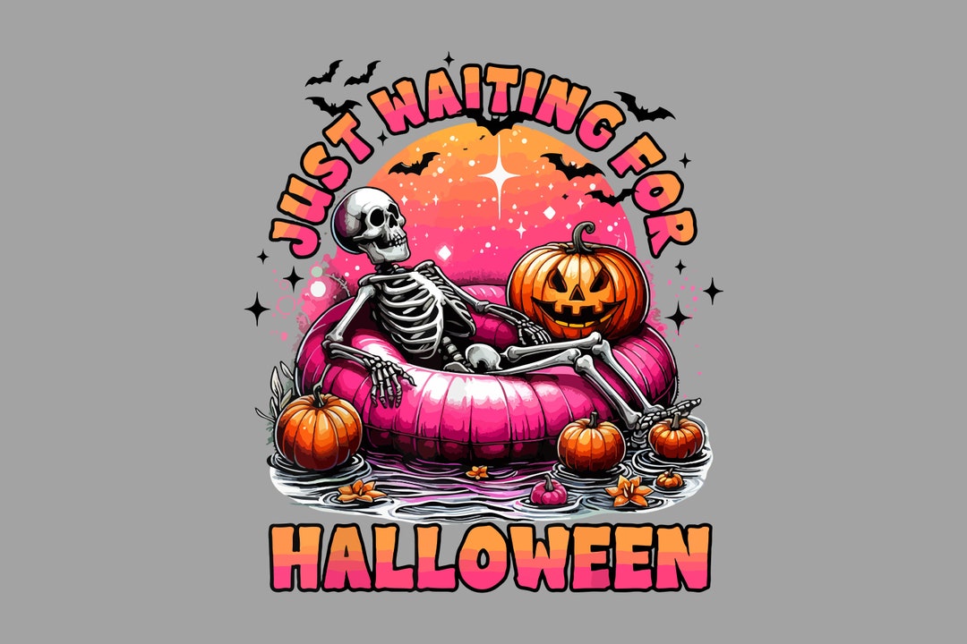 Just Waiting for Halloween PNG Files, Vintage Halloween Skeleton Png ...