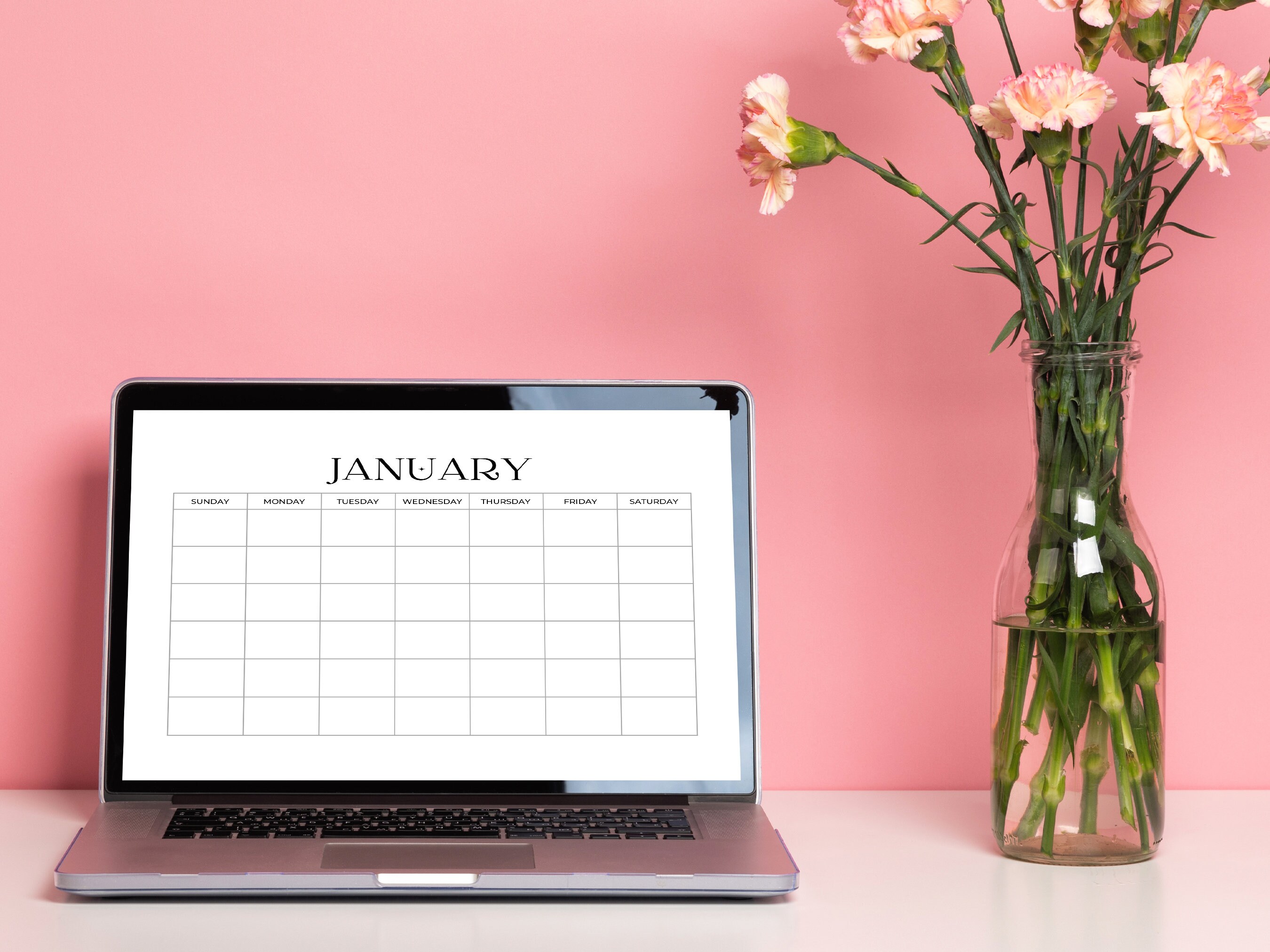 Monthly Blank Calendar Simple Calendar Cute Horizontal - Etsy
