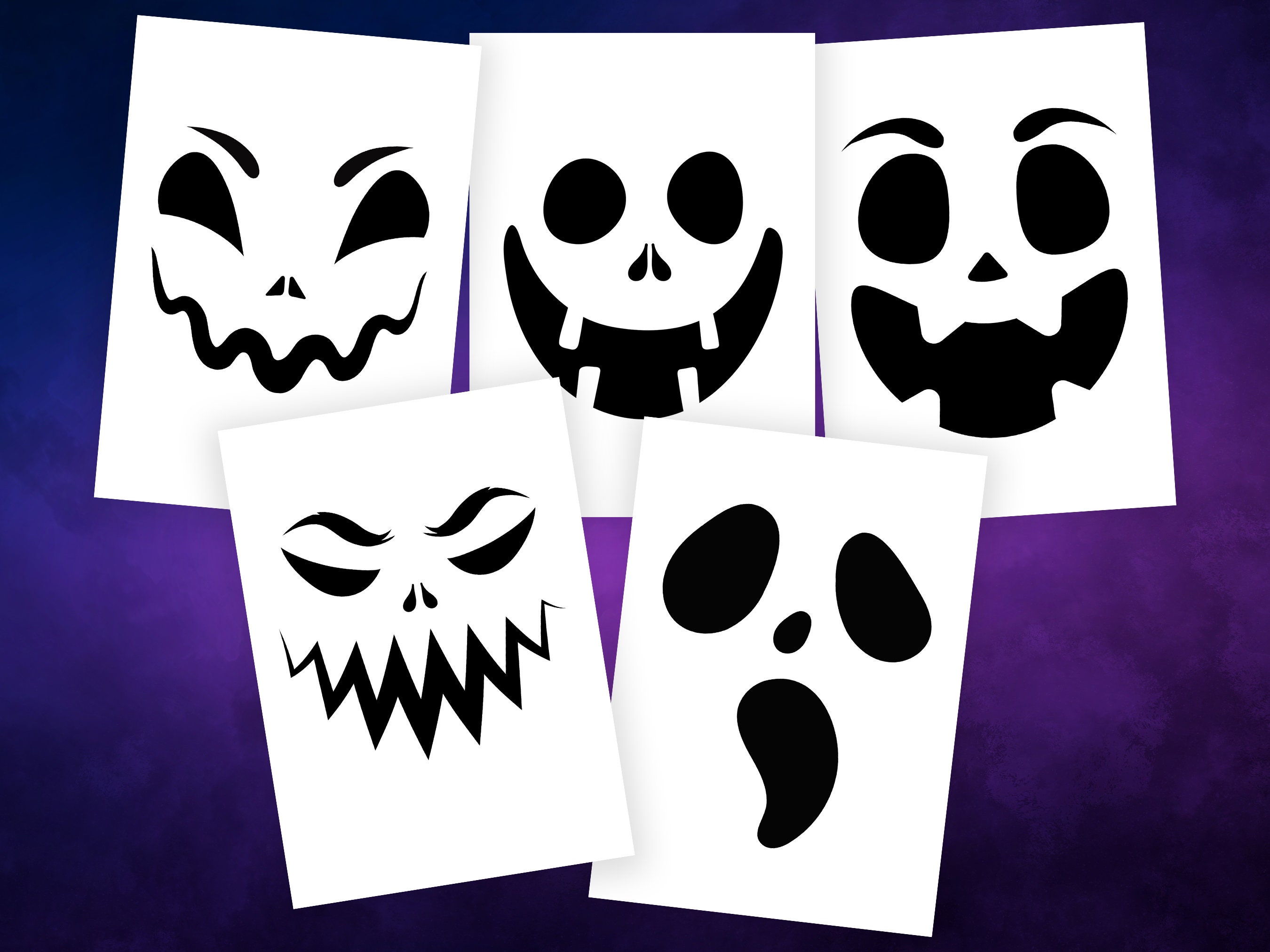 50 Printable Pumpkin Carving Stencils for Halloween | Bundle of 50 ...