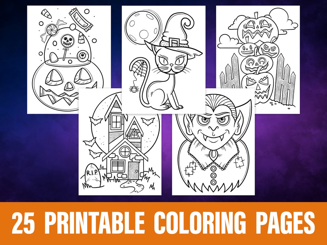 25 Printable Halloween Coloring Pages Halloween Digital - Etsy
