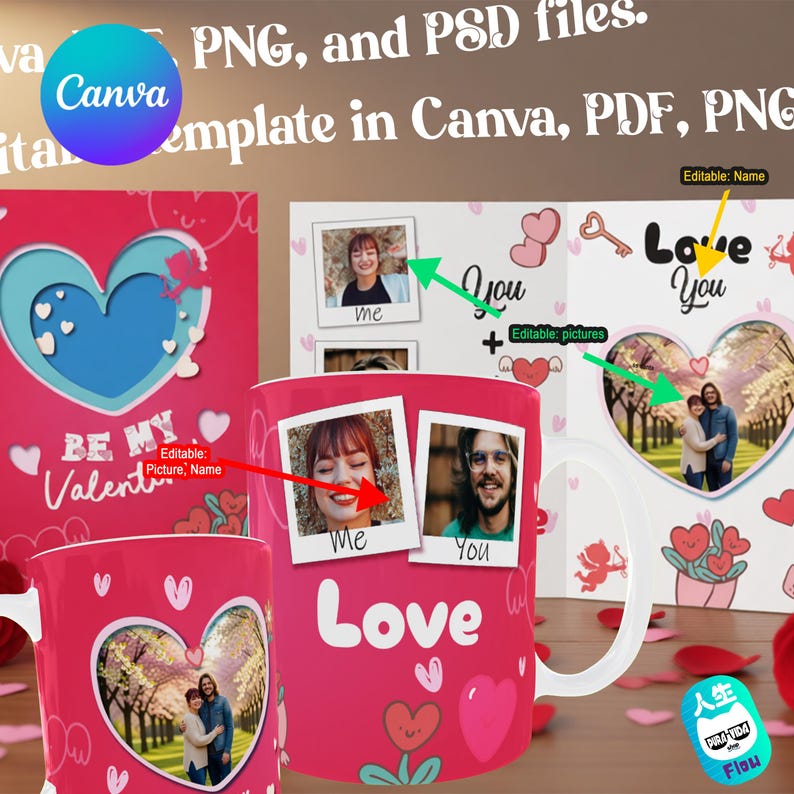 Editable Valentine Card 5x7 Digital Love Gift Personalized Photo Canva ...