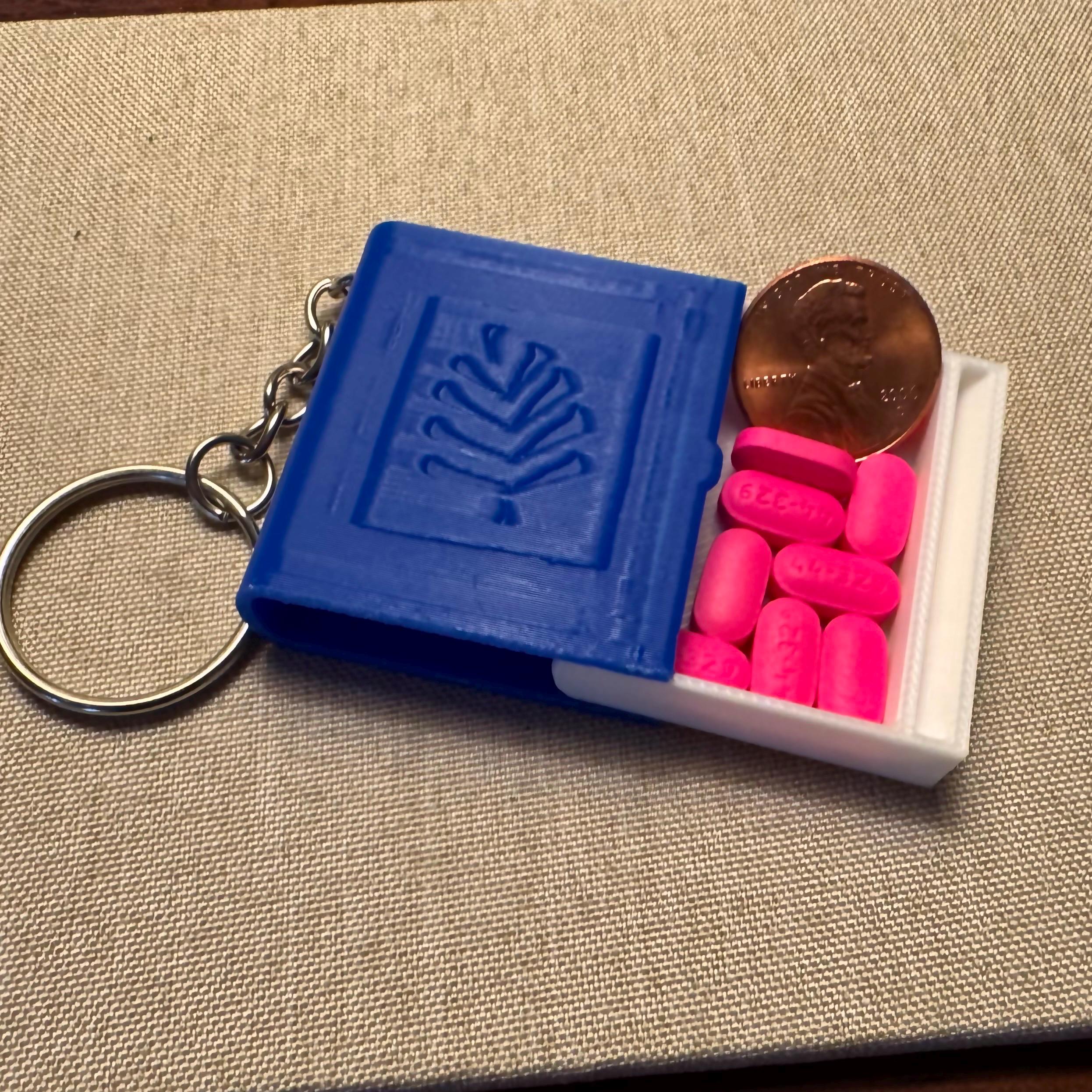 Book-shaped Keychain With Secret Pill Drawer | Slide Open Pill Box ...