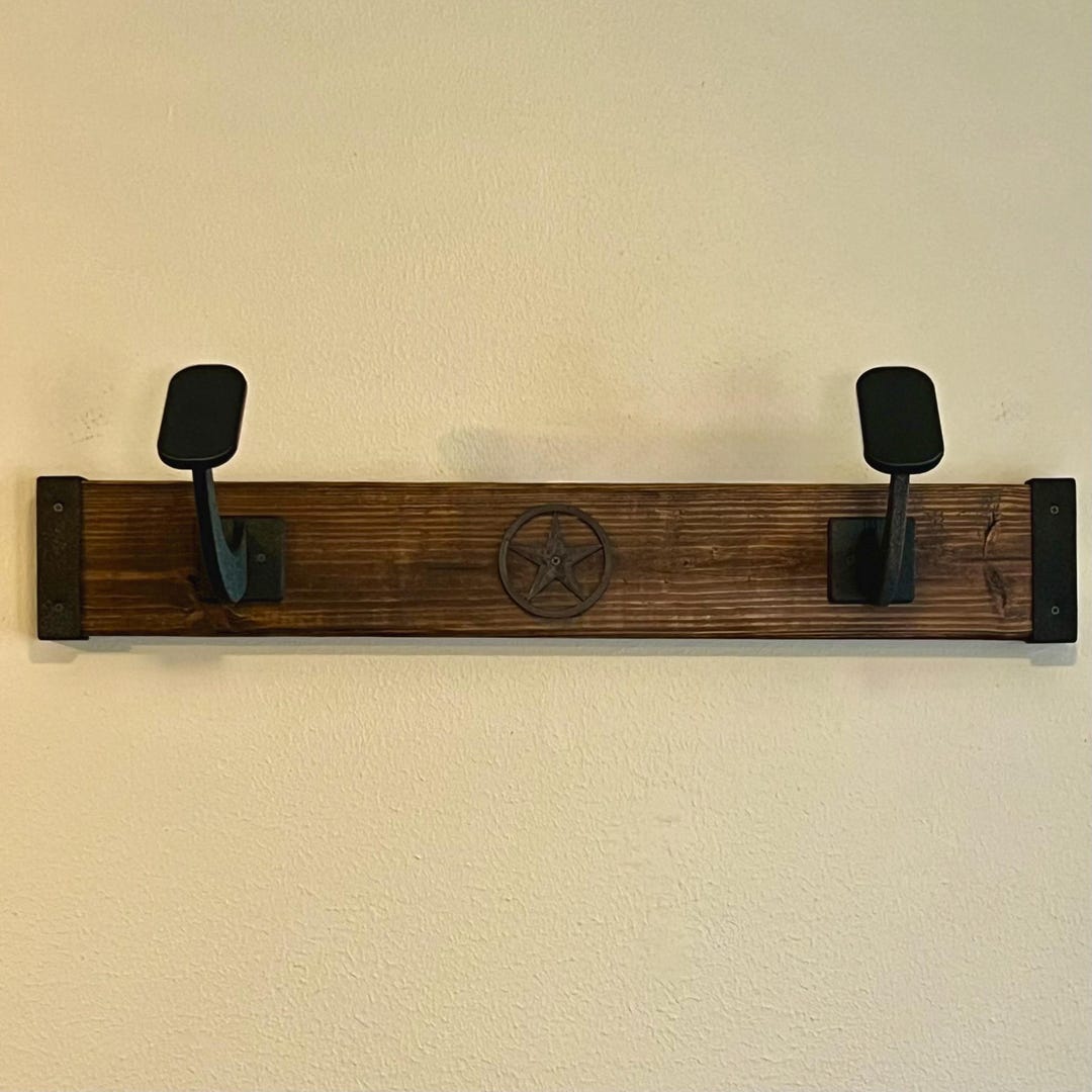 Cowboy Hat Rack, Horizontal Wall Mount, His & Hers Hat Racks With Star ...