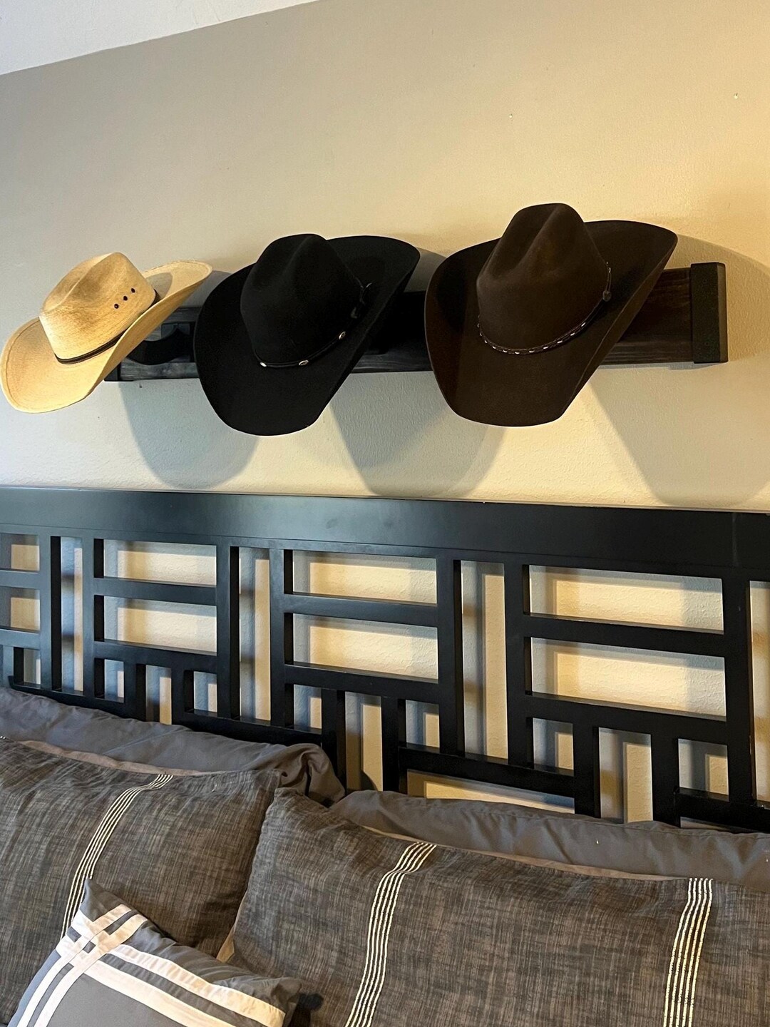 Cowboy Hat Rack, Horizontal Wall Mount, Texas Made Wood Display - Etsy