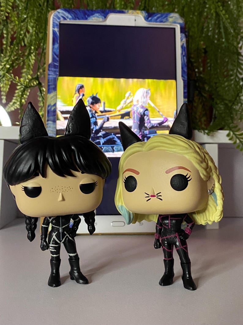 Funko Pop Custom Duo Wednesday Addams and Enid Sinclair in Cat Suit ...