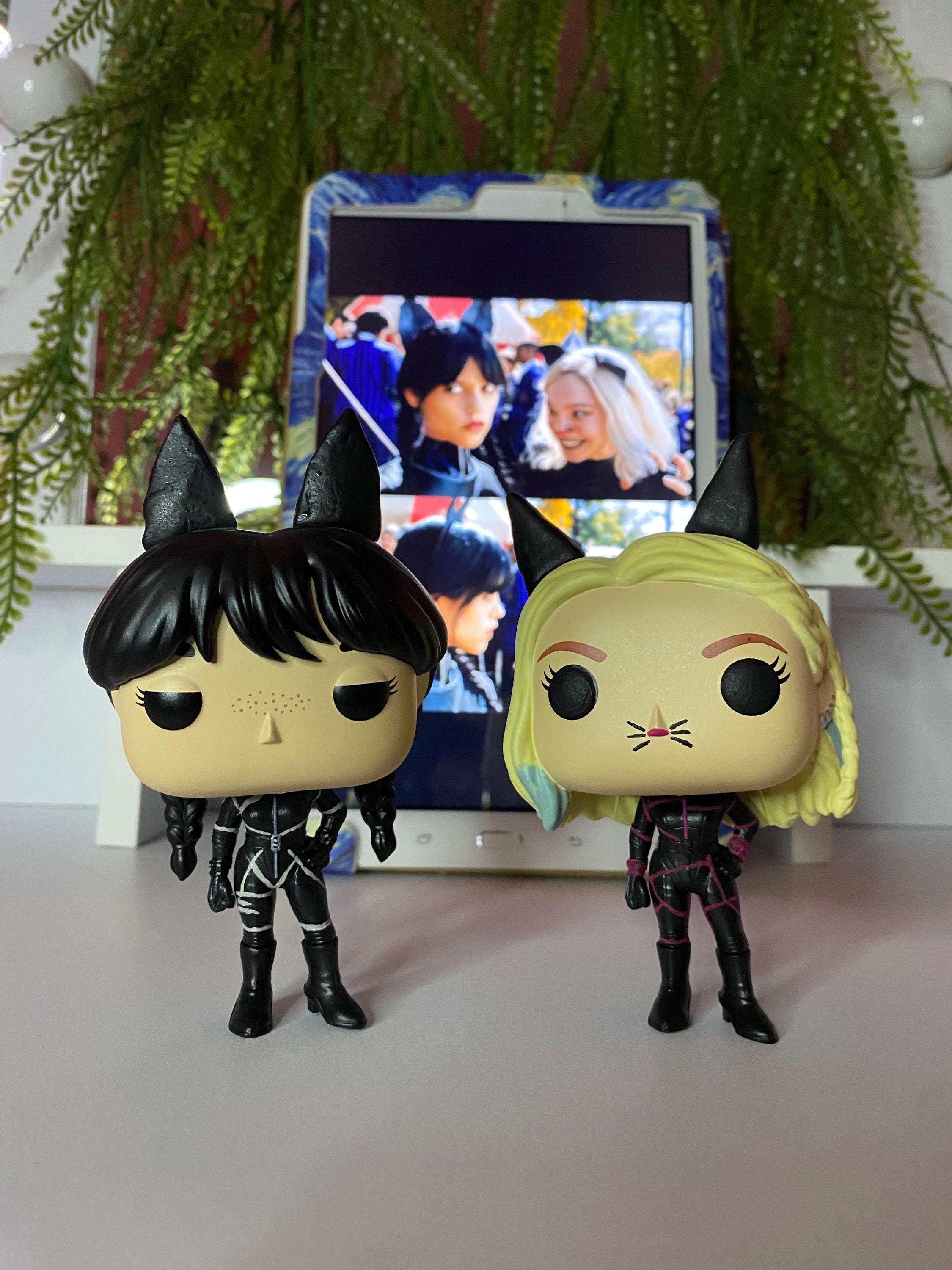Funko Pop Custom Duo Wednesday Addams and Enid Sinclair in Cat Suit ...