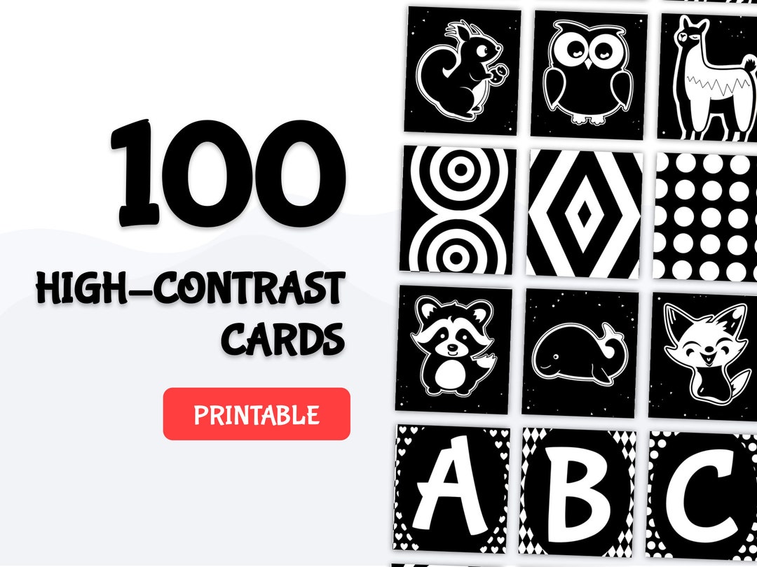 100 Printable High-contrast Images (high Resolution, White on Black) - Etsy