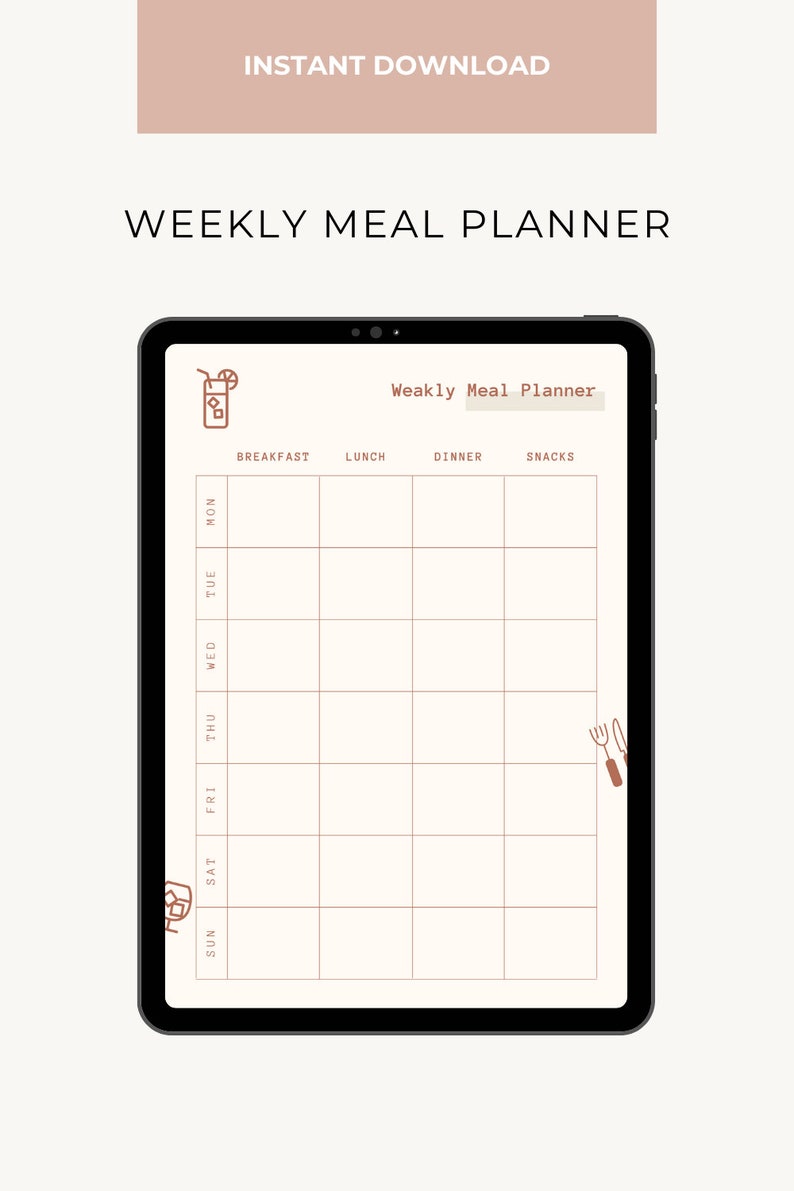 Weekly Meal Planner Printable, Meal Planner, Printable Planner, Menu ...