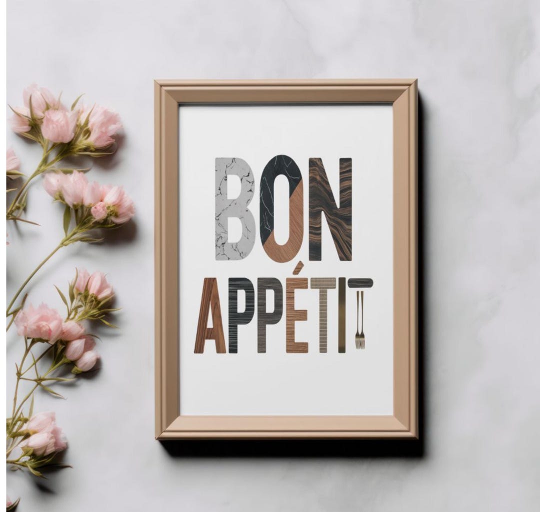 Elegant Bon Appetit Wall Art, Instant Digital Download – Kitchen ...