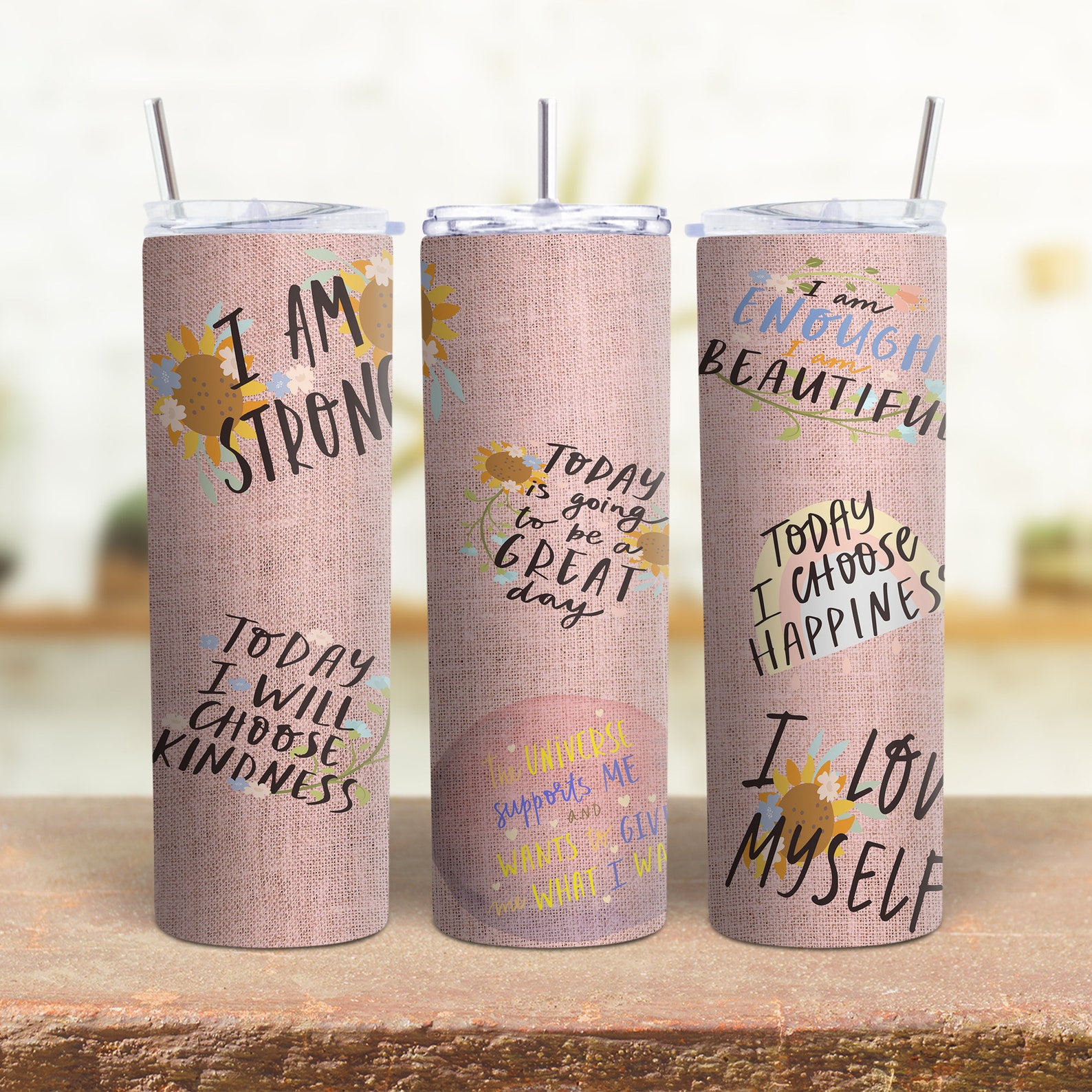 Positive Affirmations Tumbler Wrap Cute Tumbler Ideas Skinny - Etsy
