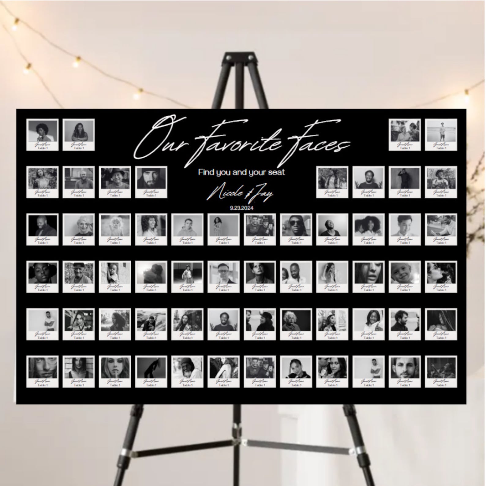 Seating Chart Template- Photo White & Black, Olive, Terracotta, Photo ...