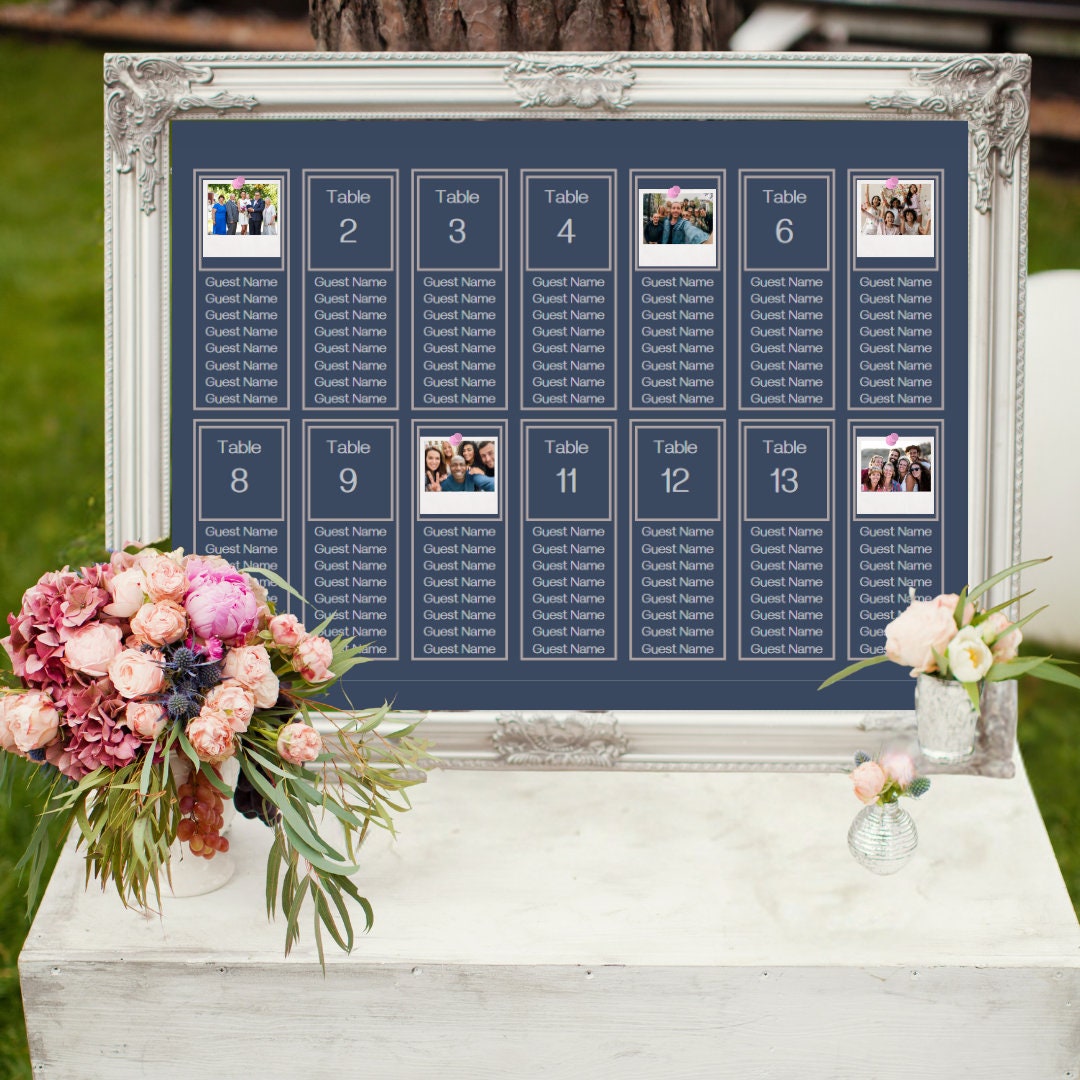 Seating Chart Template- Polaroid Guest Book Seating Chart - Etsy