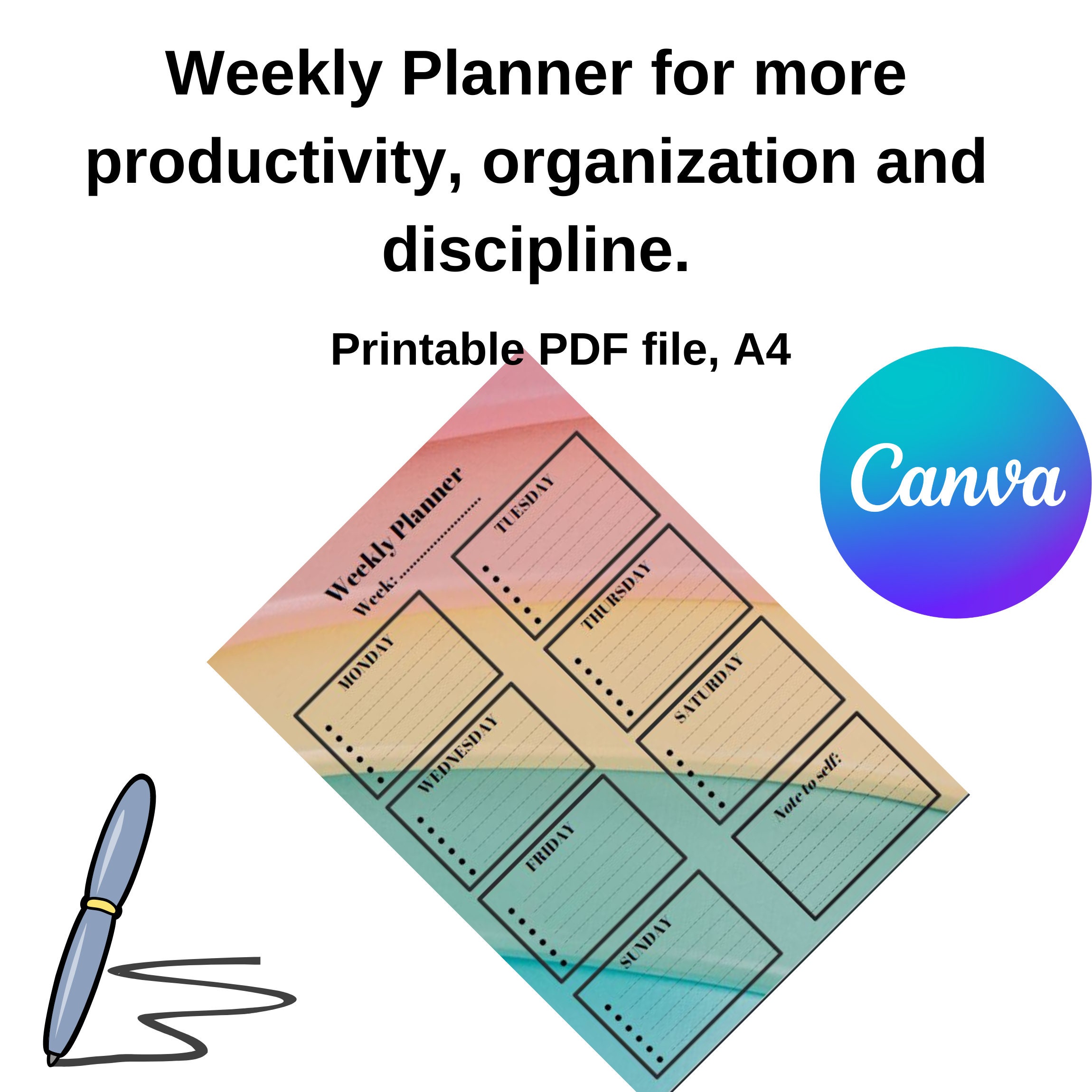 Weekly Planner for More Productivity, Organization and Discipline| Tool ...