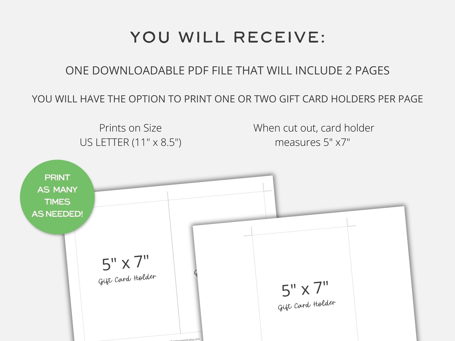 End of the Year Teacher Gift Card Holder Printable Elementary School ...