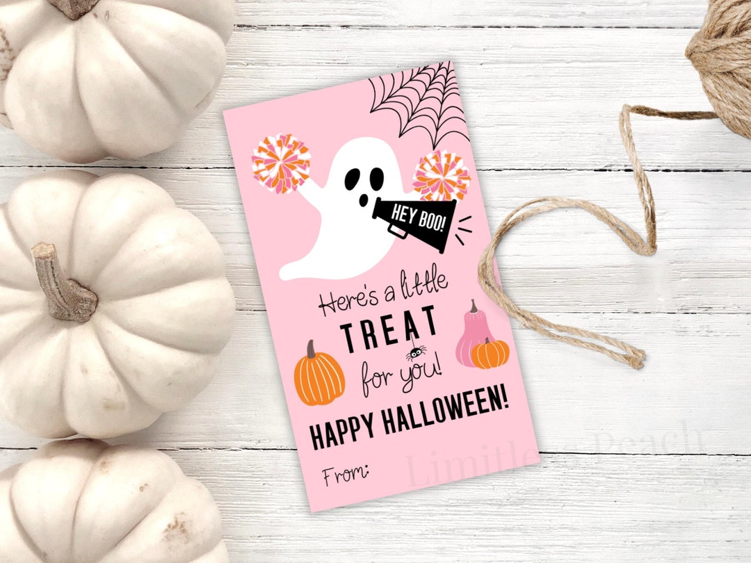 Cheerleading Halloween Tag Printable Halloween Team Treat Gift Tag, Hey ...