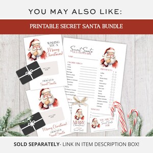 Secret Santa Tag Printable Gift Tag for Secret Santa Gift Exchange - Etsy