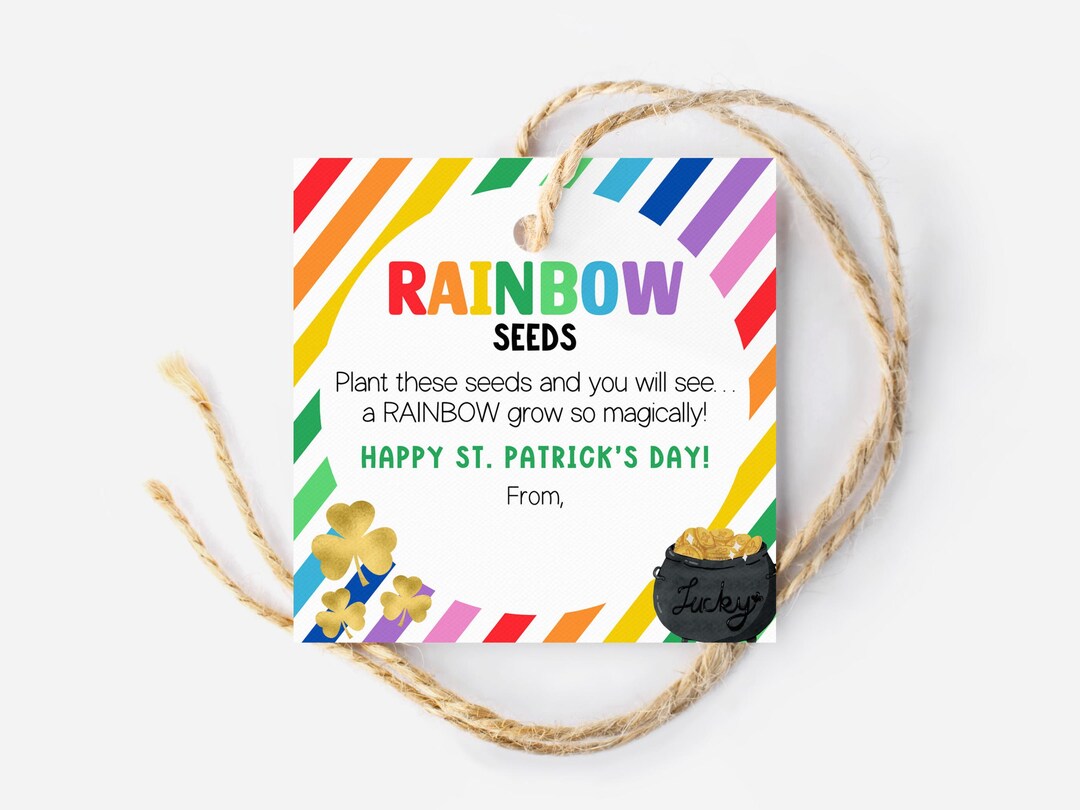 St Patrick's Day Candy Tag Printable Saint Patrick's Day Rainbow Seeds ...