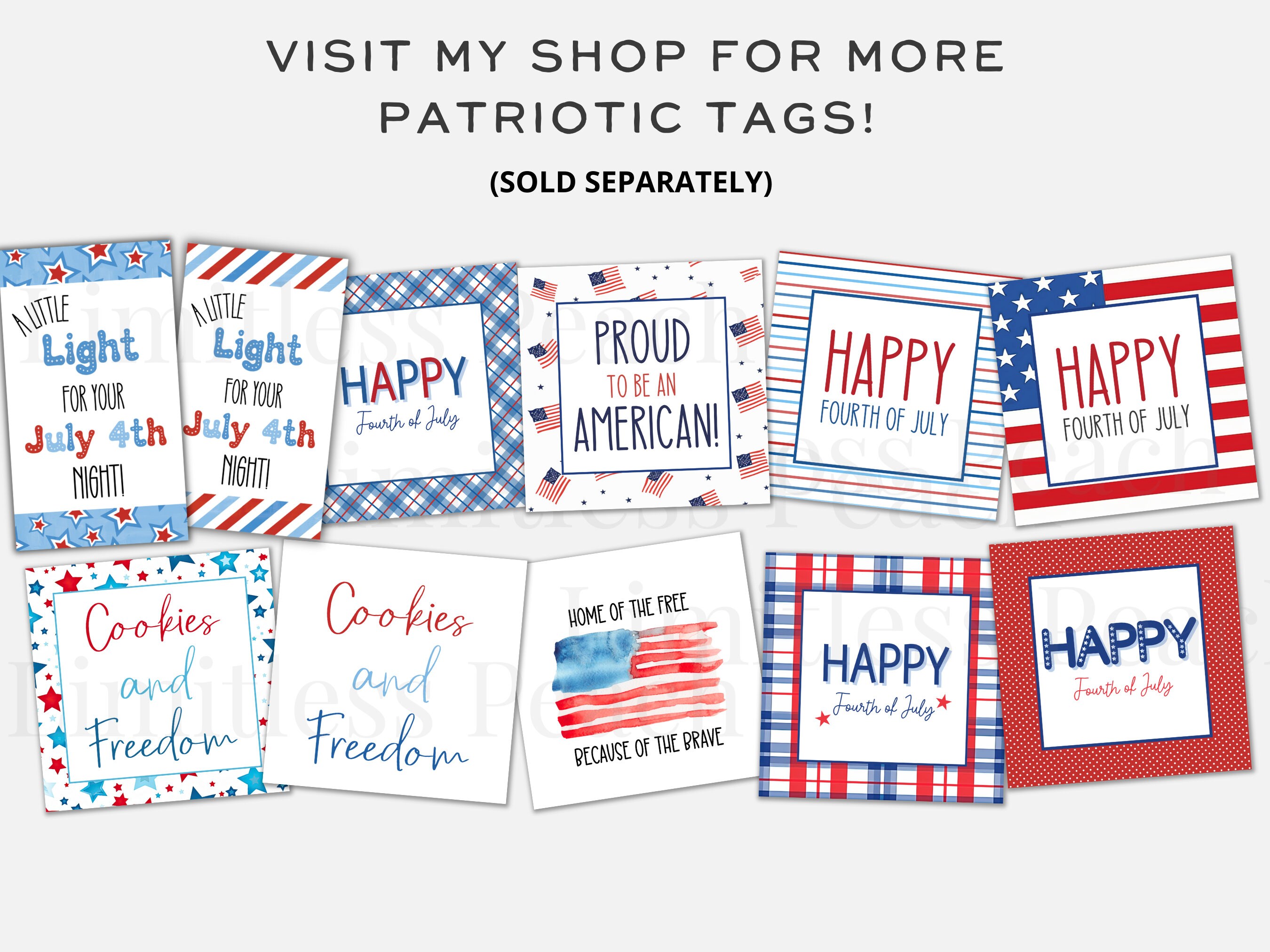 Happy 4th of July Tag, Printable July Fourth Party Favor Tag ...