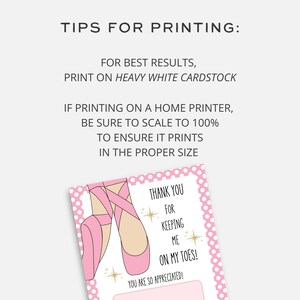 Dance Teacher Gift Card Holder, Printable Ballet Instructor Gift, End ...