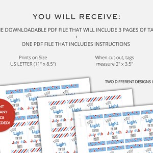 4th of July Glow Stick Tag, Printable July 4th Party Favor Tag ...