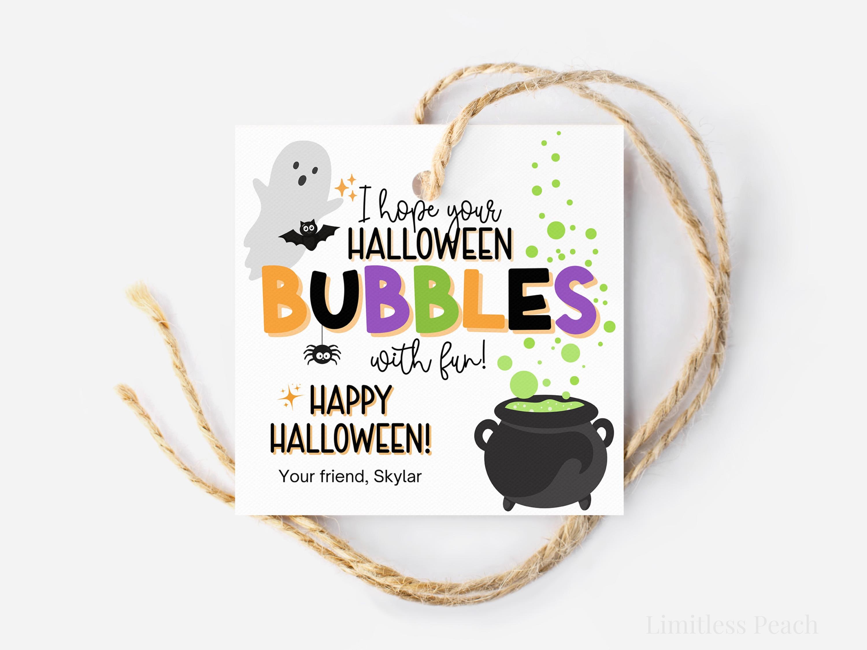 Halloween Bubble Tag Printable Bubble Gift Tag for Halloween Non-candy ...