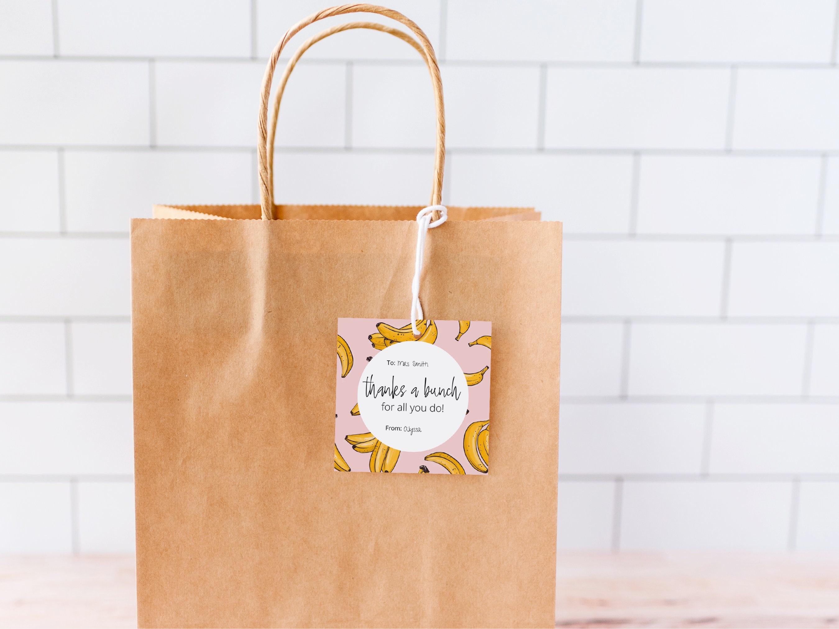 Printable Banana Gift Appreciation Tag, Banana Bread Favor Tag, Thanks ...