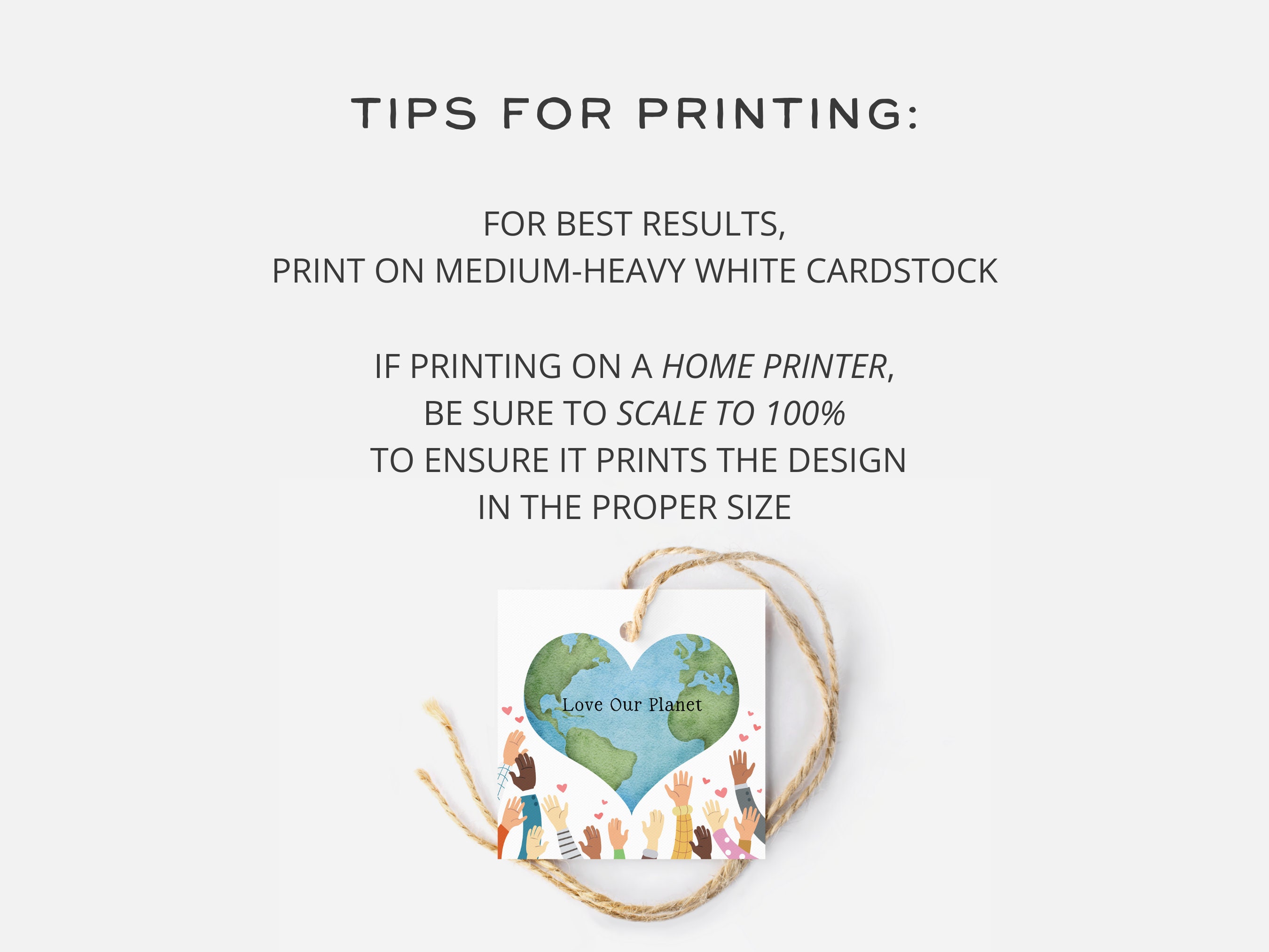 Earth Day Gift Tag Printable for Kids, Love Our Planet, Protect the ...