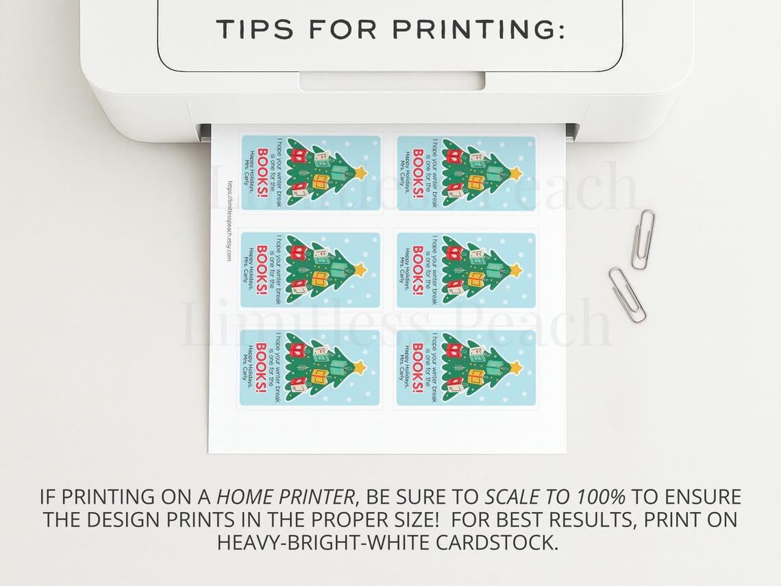 Christmas BOOK Tag Printable Winter Break Tag From Teacher to Student ...