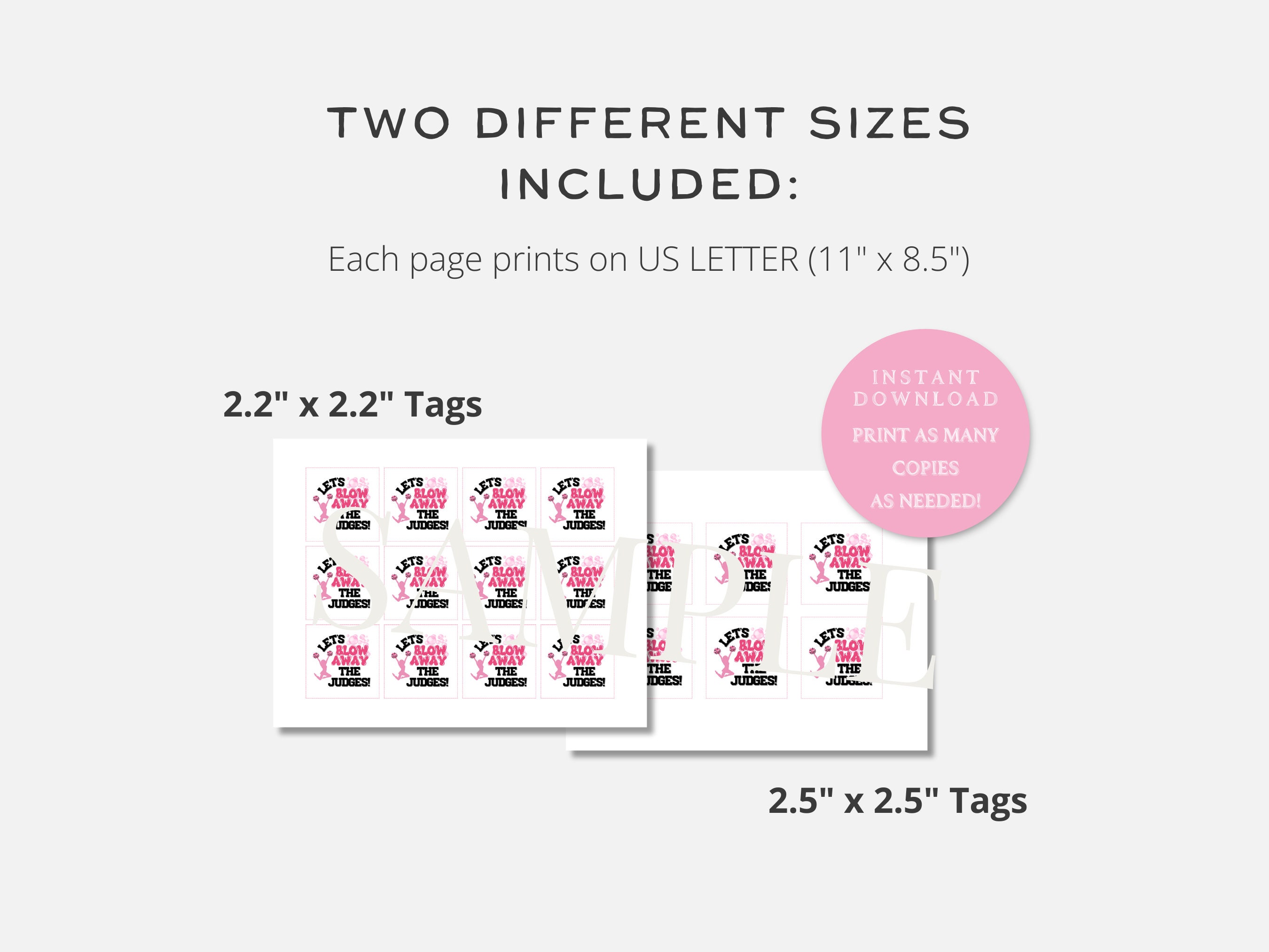 Cheerleading Competition Team Treat Tag, Printable Good Luck Bubble Gum ...