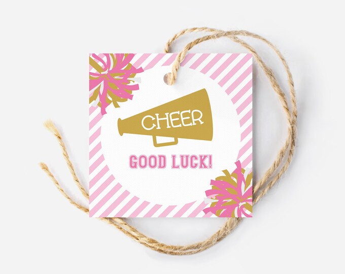 Good Luck Cheer Printable Tags, Cheer Good Luck Tag, Cheer Pom Poms ...