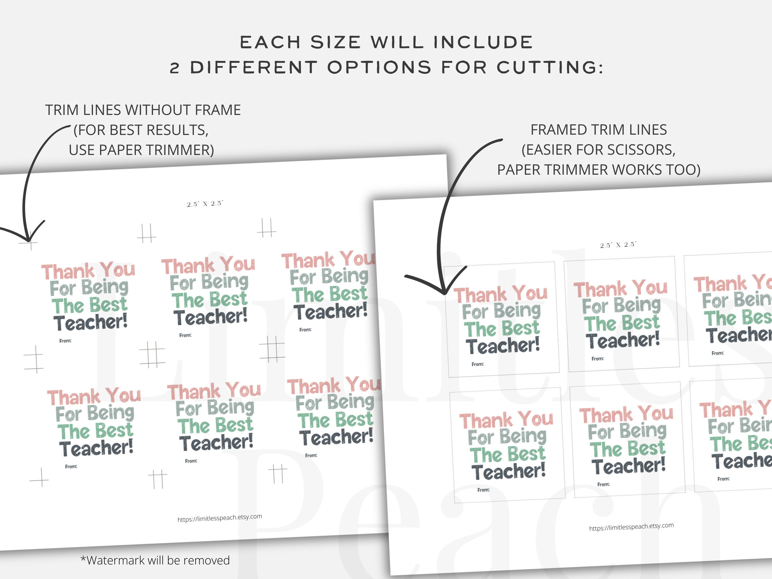 Printable Best Teacher Thank You Tag, Gift Tag for Teacher Appreciation ...