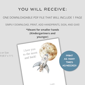 Printable I Love You to the Moon and Back Handprint Craft for Mother's ...