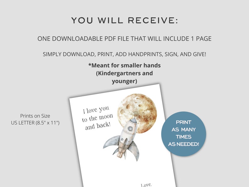 Printable I Love You to the Moon and Back Handprint Craft for Mother's ...