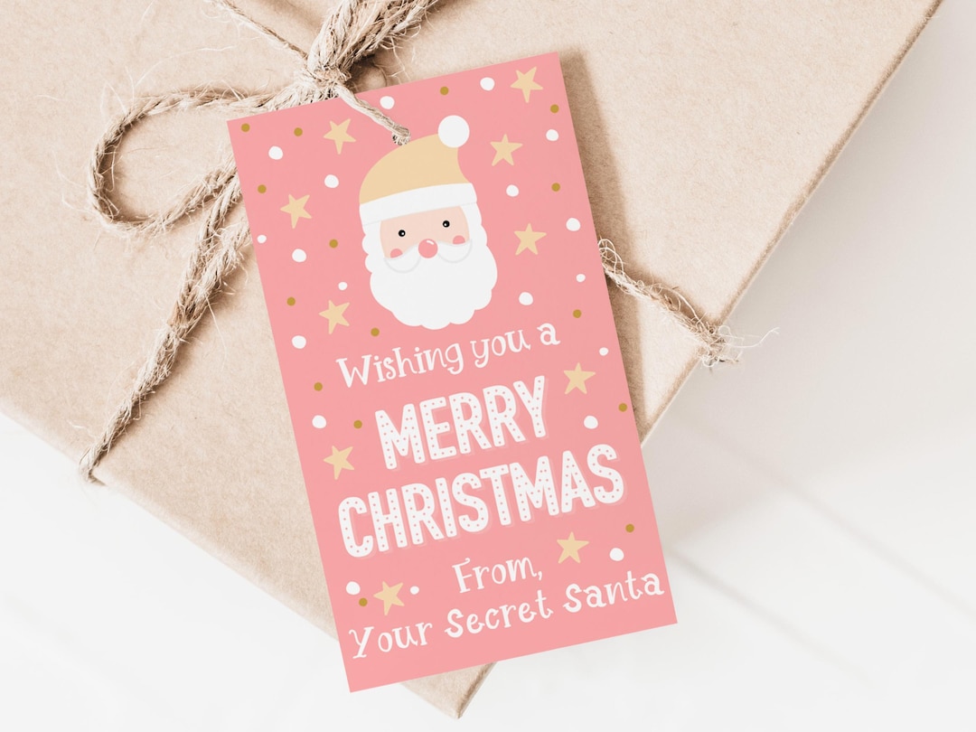 Secret Santa Tag Printable Pink Christmas Tag for Secret Santa Gift ...