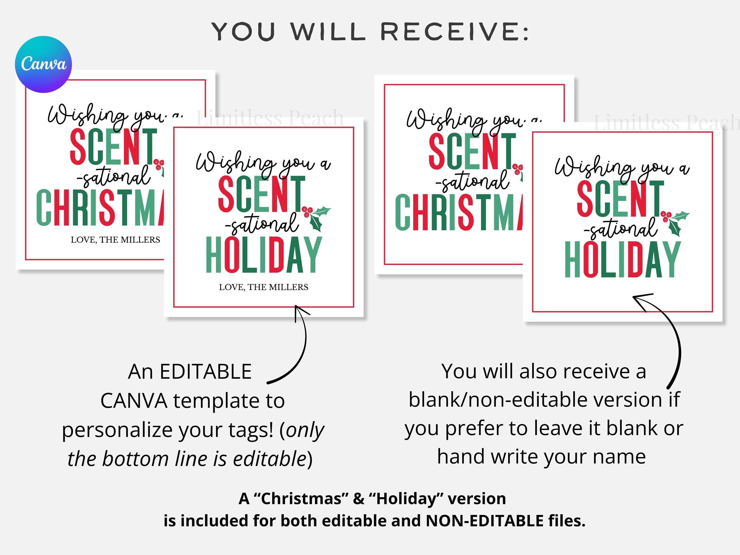 Christmas Scented Candle Tag Printable Scent-sational Holiday Tag for ...