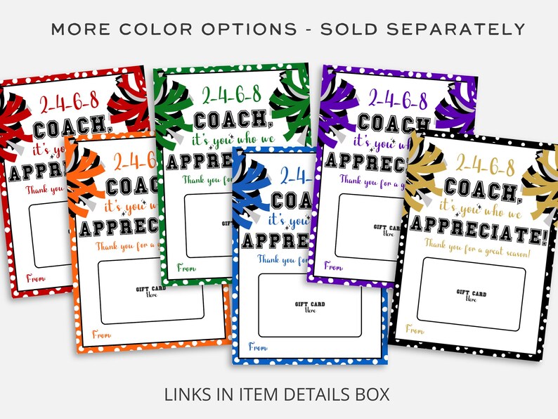 Cheer Coach Gift Card Holder Printable End of the Season Thank You Gift ...