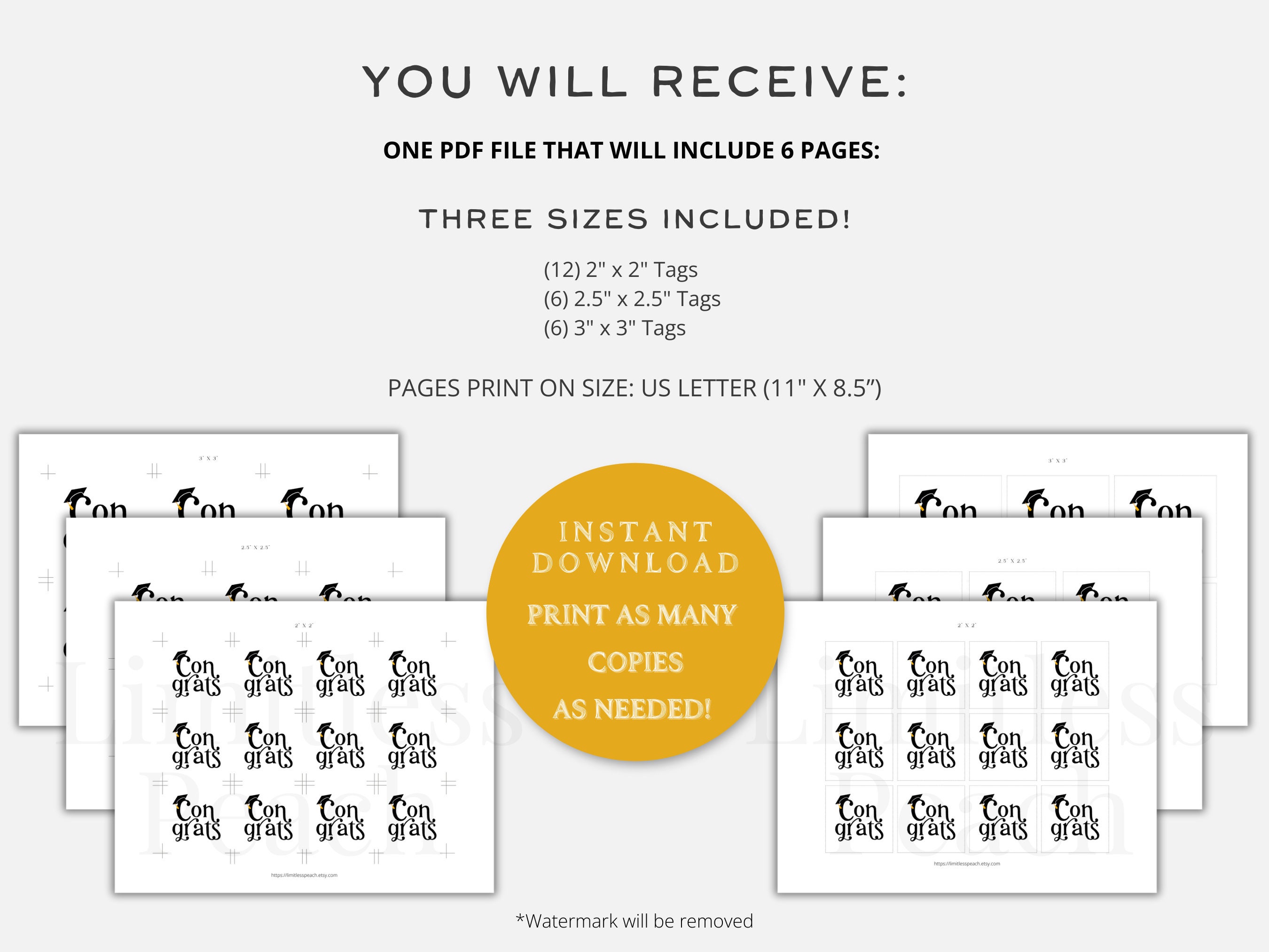 Congrats Graduation Tag, Printable Graduation Tag for Graduates, High ...