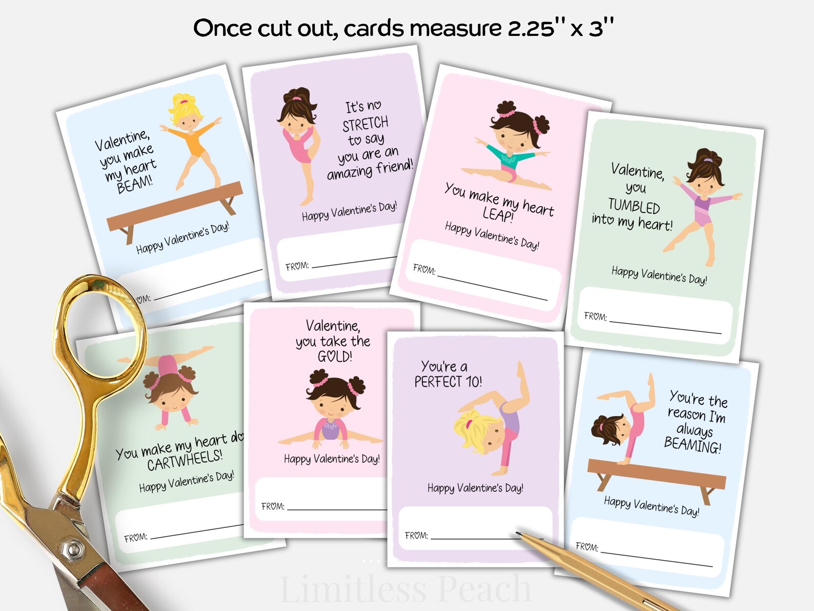 Gymnastics Valentines Printable Gymnastics Exchange Cards for Kids ...