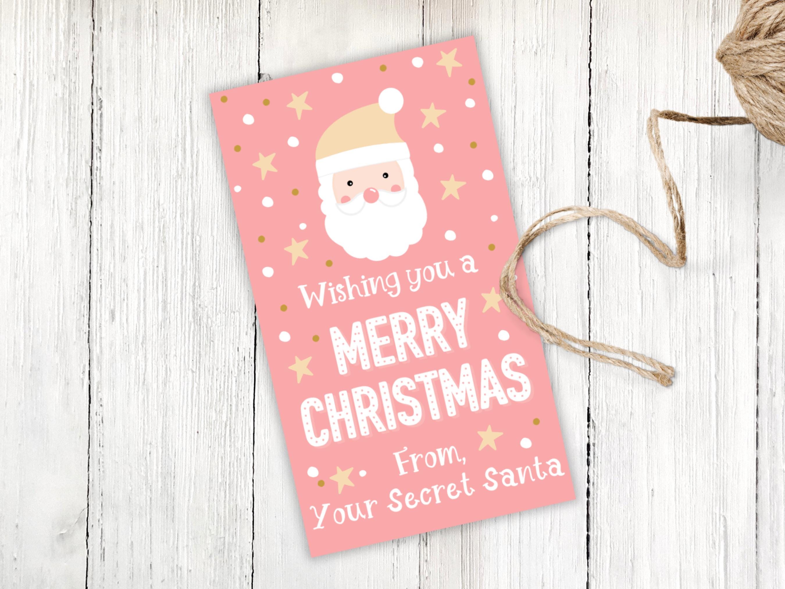 Secret Santa Tag Printable Pink Christmas Tag for Secret Santa Gift ...