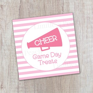 Cheer Game Day Treat Tag, Printable Cheerleading Squad Tags, Cookie Tag ...