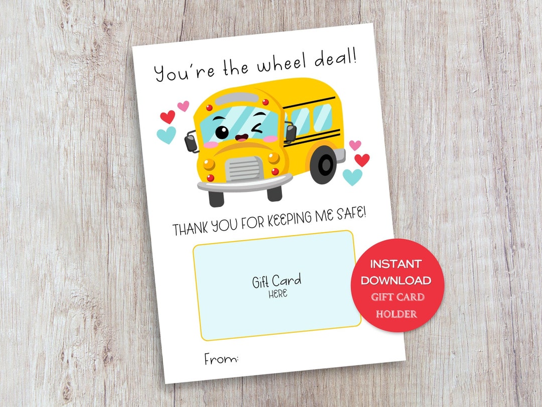 Bus Driver Gift Card Holder, Printable School Bus Driver Appreciation ...