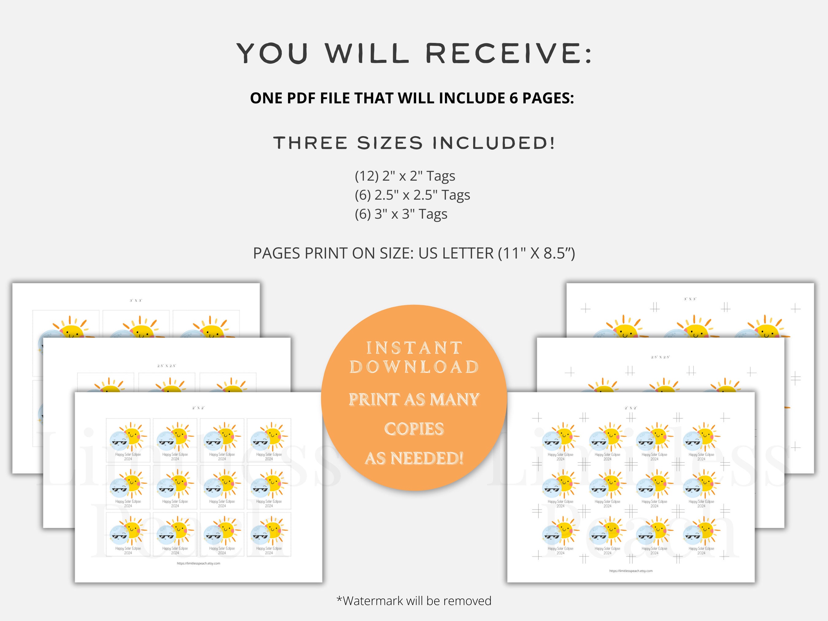 2024 Solar Eclipse Party Favor Tag for Kids, Elementary School Teacher ...