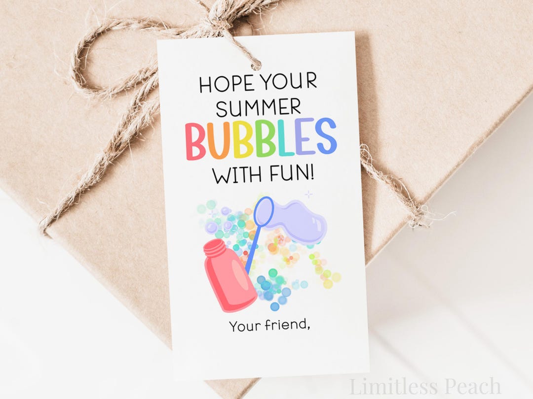 Summer Bubble Tag Printable Classmate Tag for Classroom Summer Gift for ...